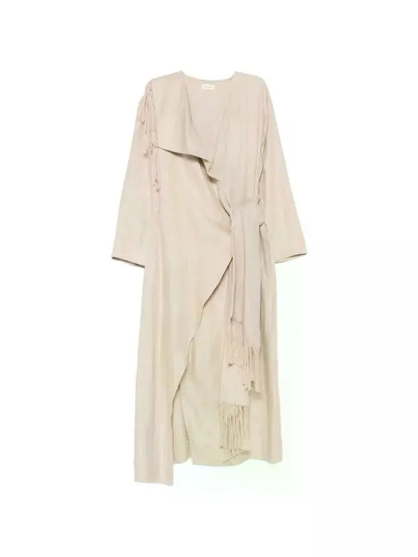 BY MALENE BIRGER Hanassa Fringed Wrap Midi Dress - Neutrals