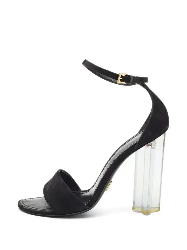LOUIS VUITTON Flower-cut Ankle-strap Sandals - Black