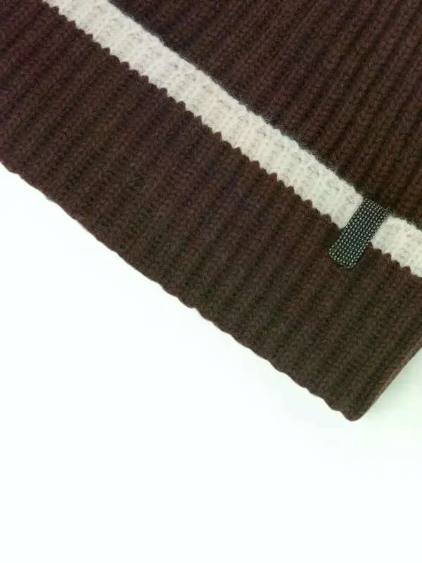 Brunello Cucinelli Ribbed Knit Beanie Hat - Brown