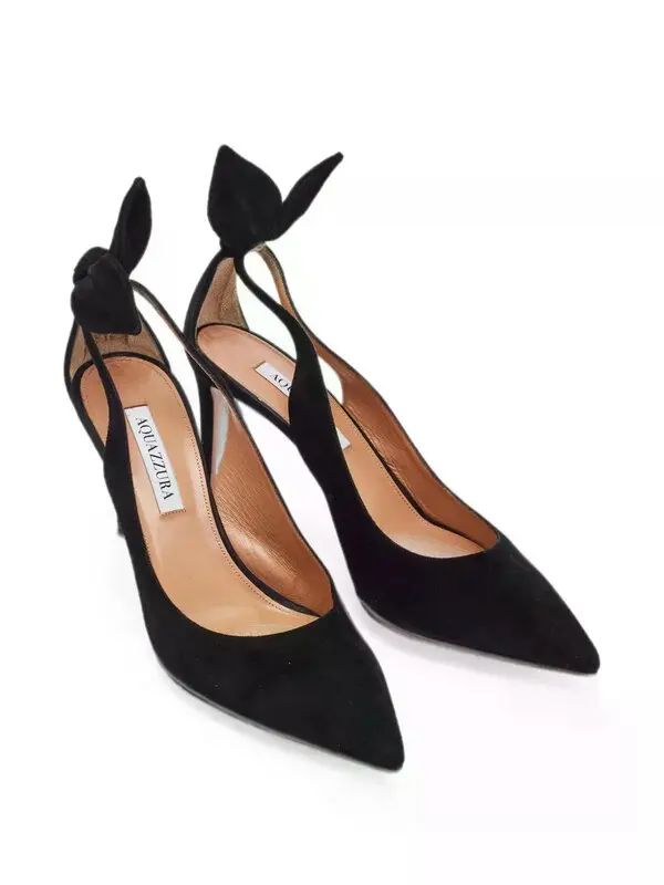 AQUAZZURA Leather Pointed Toe Stiletto Pumps - Black