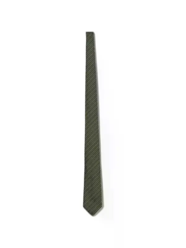 Emporio Armani Jacquard Wave-print Silk Tie - Green