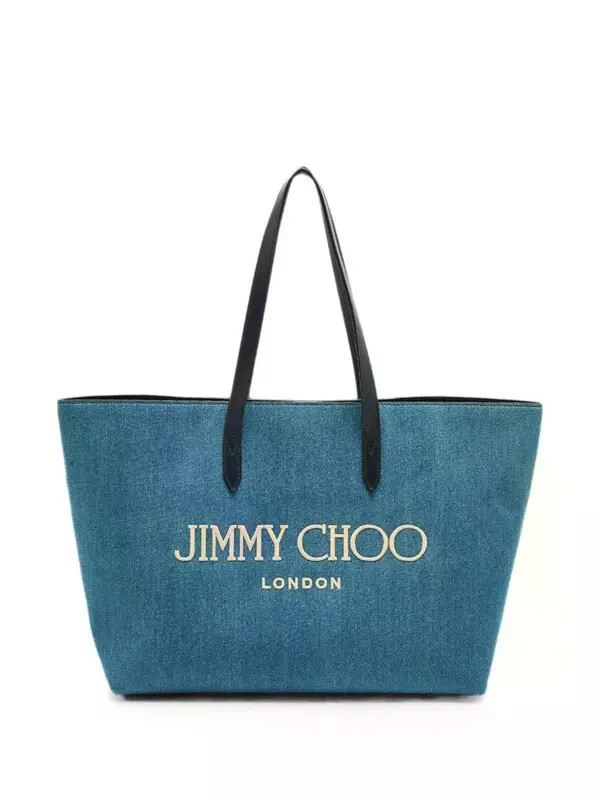 JIMMY CHOO Logo-detail Leather Tote Bag - Blue
