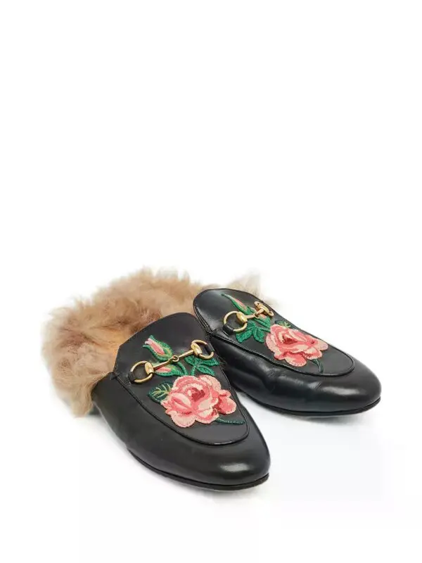 Gucci Princetown Floral-embroidered Mules