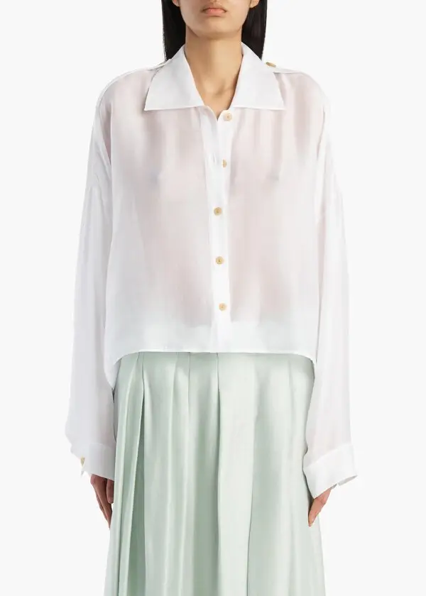 Khaite Bodine Sculptural Sheer Voile Shirt