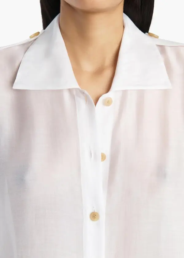 Khaite Bodine Sculptural Sheer Voile Shirt
