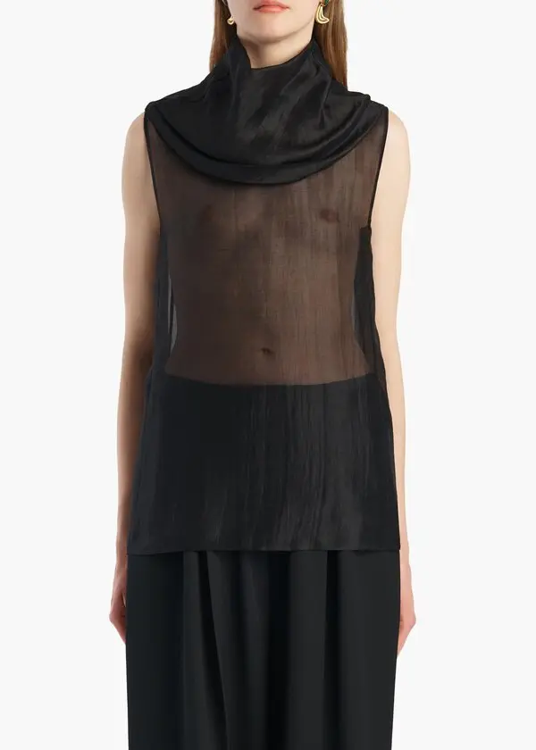 Khaite Zelda Silk Organza High Neck Top
