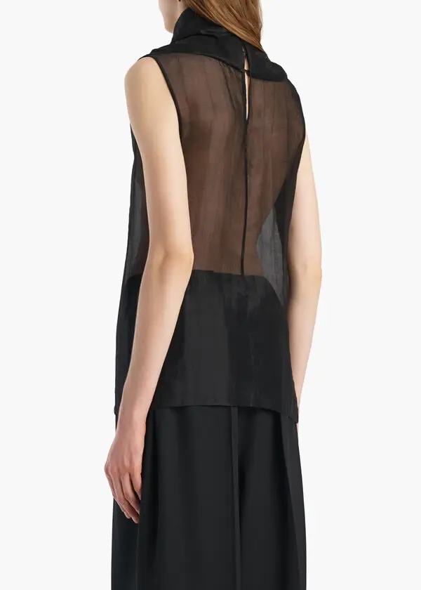 Khaite Zelda Silk Organza High Neck Top
