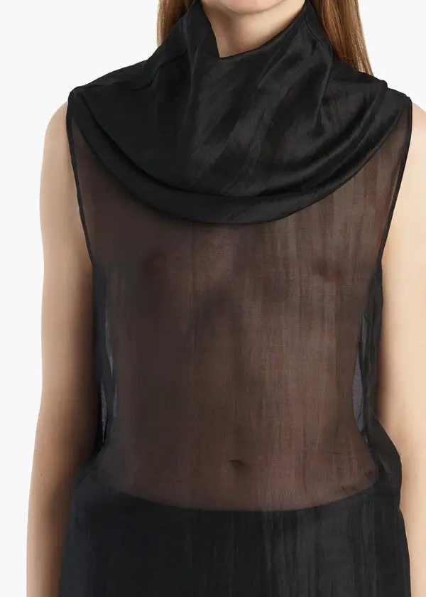 Khaite Zelda Silk Organza High Neck Top