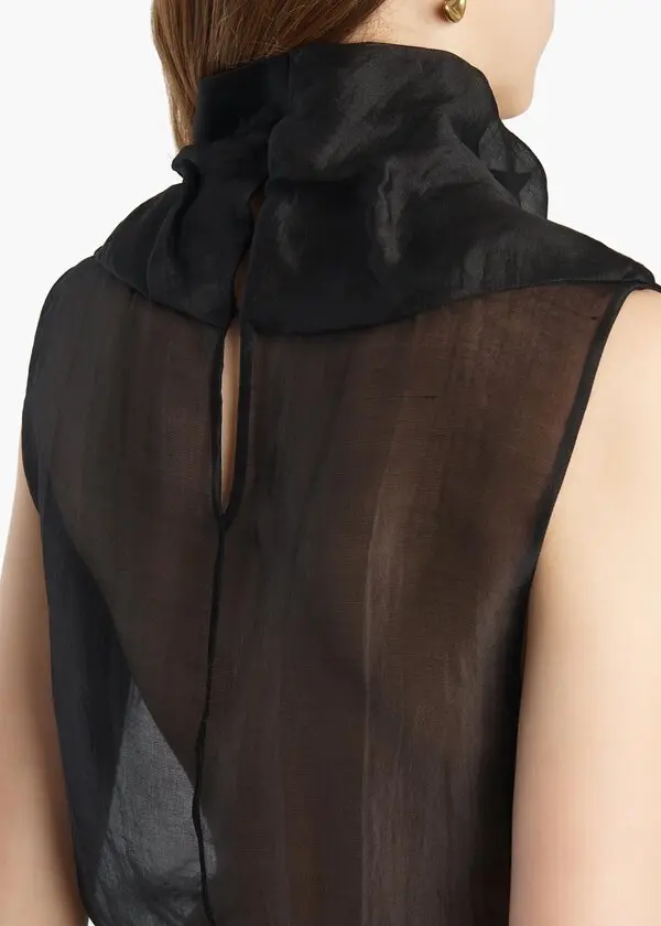 Khaite Zelda Silk Organza High Neck Top
