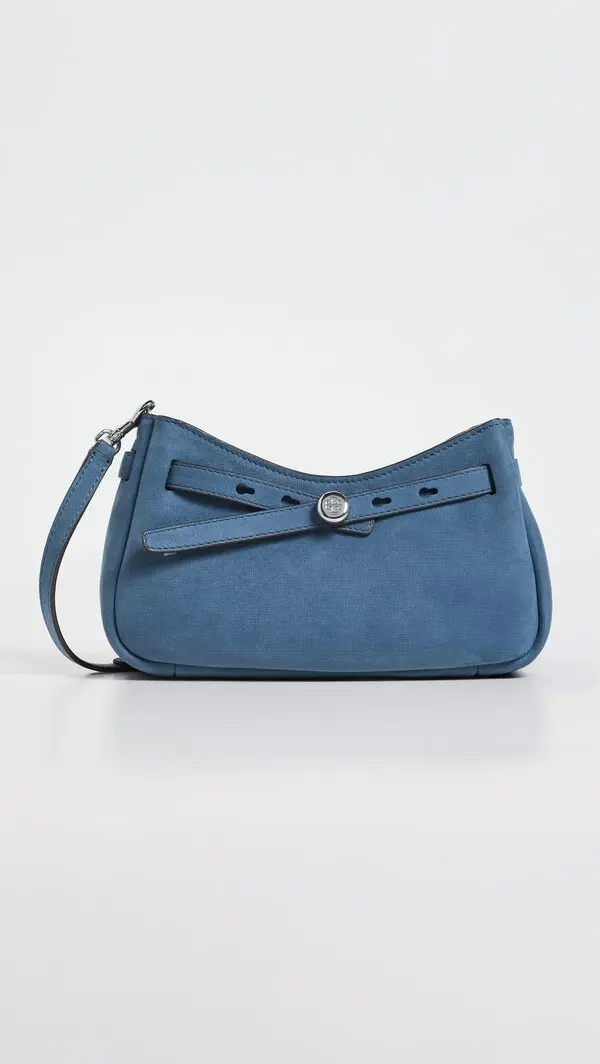 Tory Burch Romy Nubuck Zip Top Crossbody Bag - Soft Blue