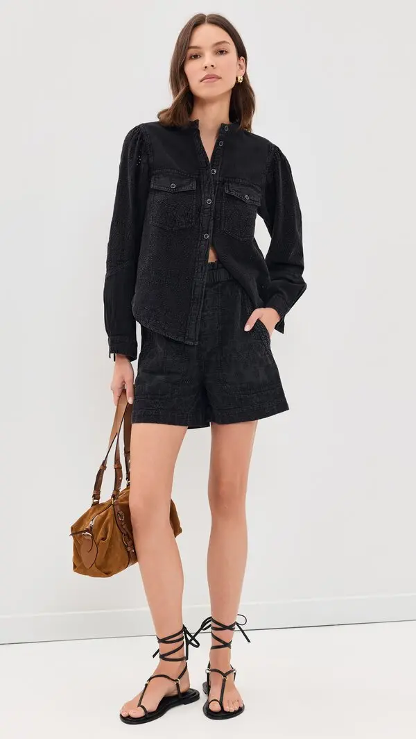 Isabel Marant Étoile Kisha Embroidered Cotton Shorts