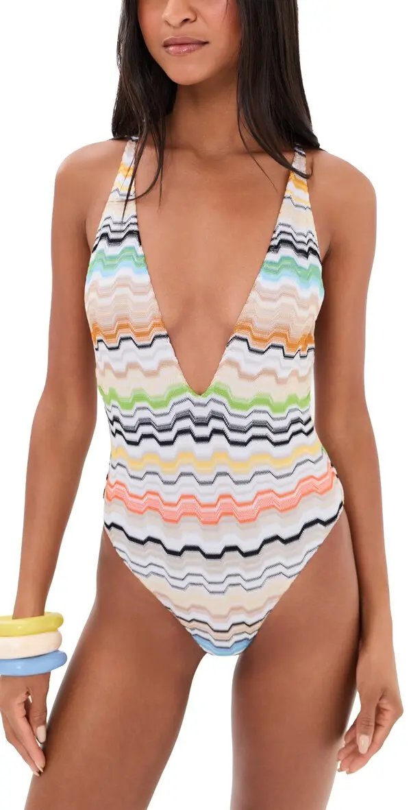 Missoni Chevron Pattern One Piece Swimsuit - Smsnp-multi