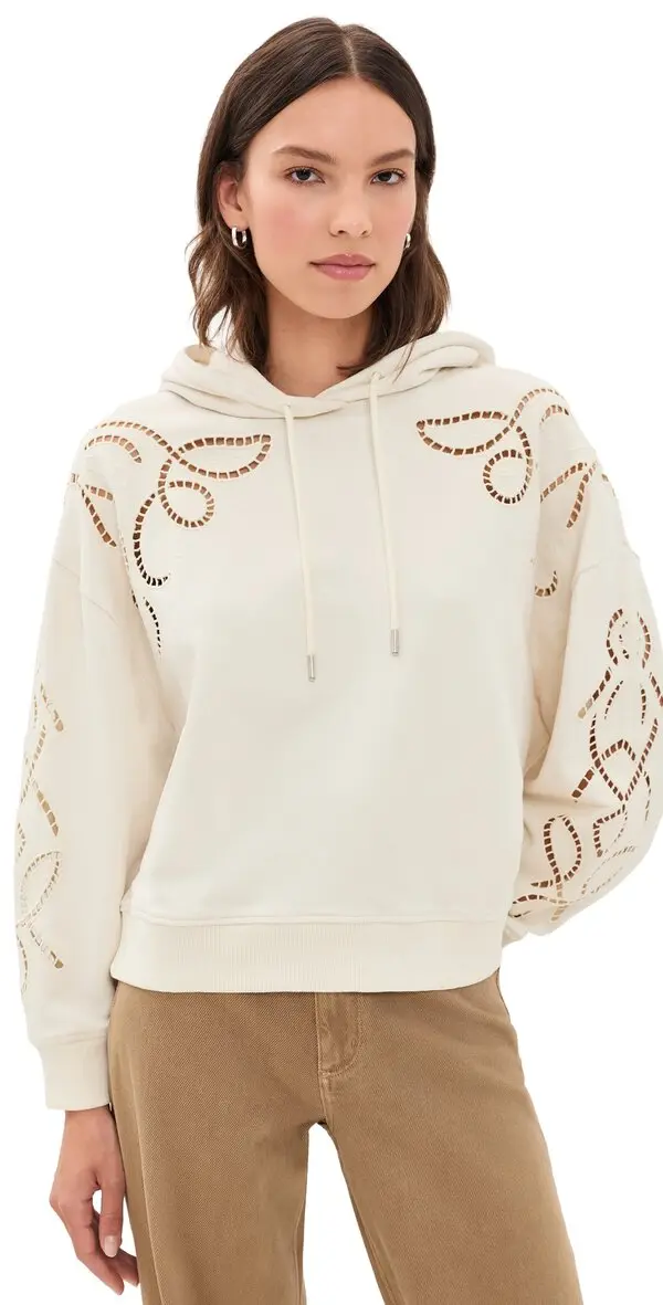 Ba&sh Beni Embroidered Hoodie - Ecru
