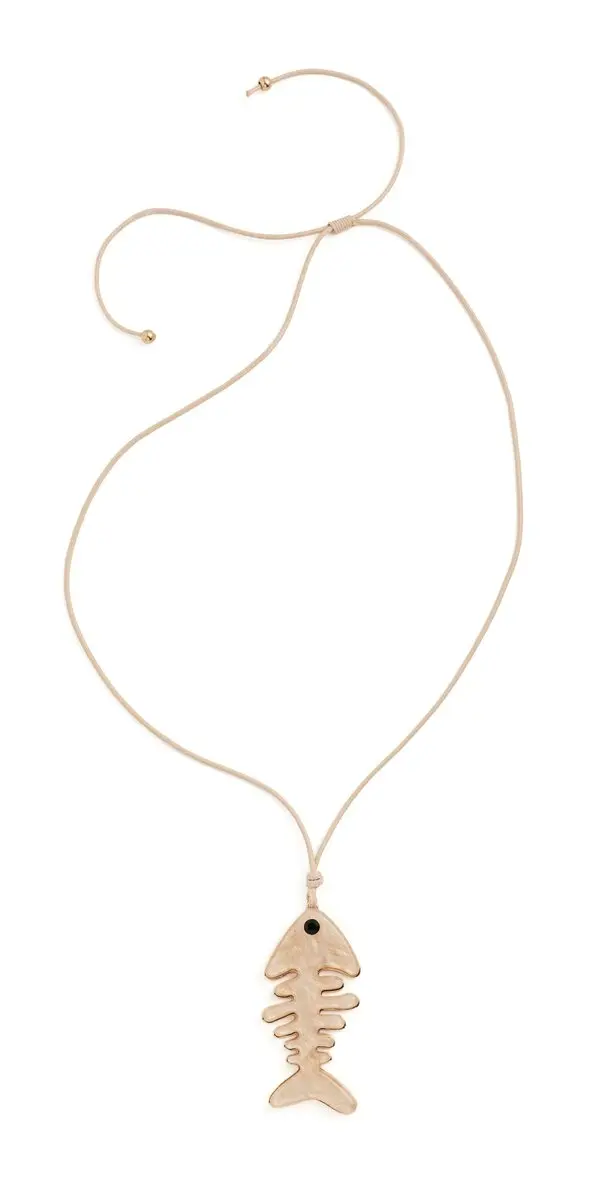ADINA EDEN Fish Skeleton Rope Necklace - Brown