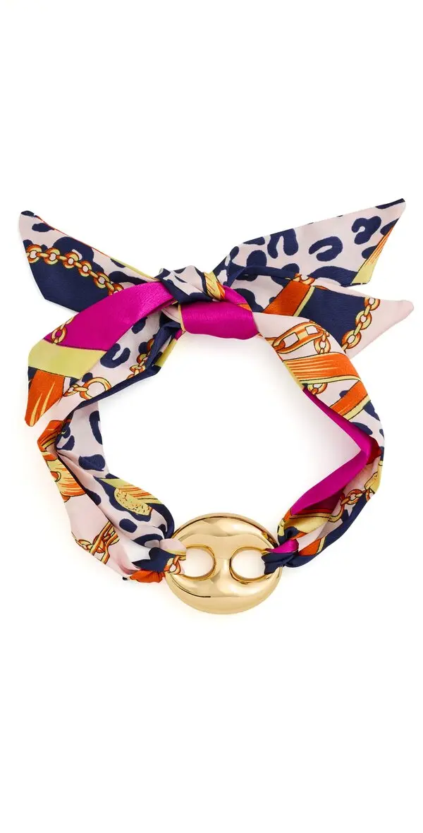 ADINA EDEN Gold Mariner Vibrant Scarf Chain Necklace - Multi Color