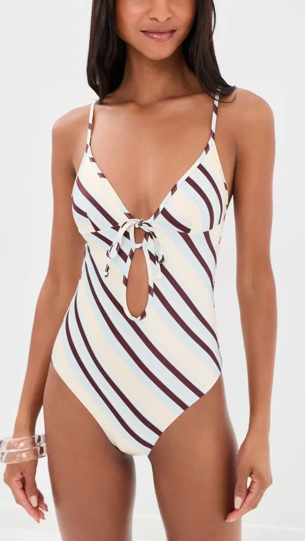 Onia Soleil One Piece Swimsuit With Front Cutout And Tie