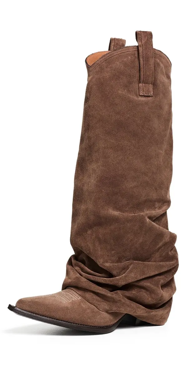 R13 Mid Cowboy Boots With Sleeve - Brown