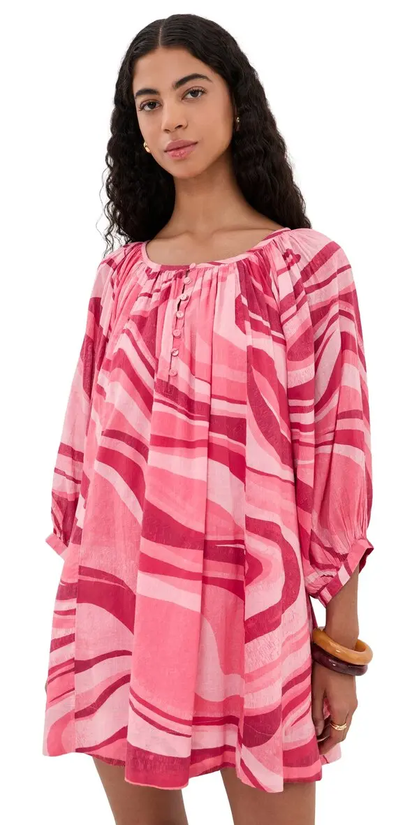 CONIGLIO PALM BEACH Shirred Abstract Print Mini Dress