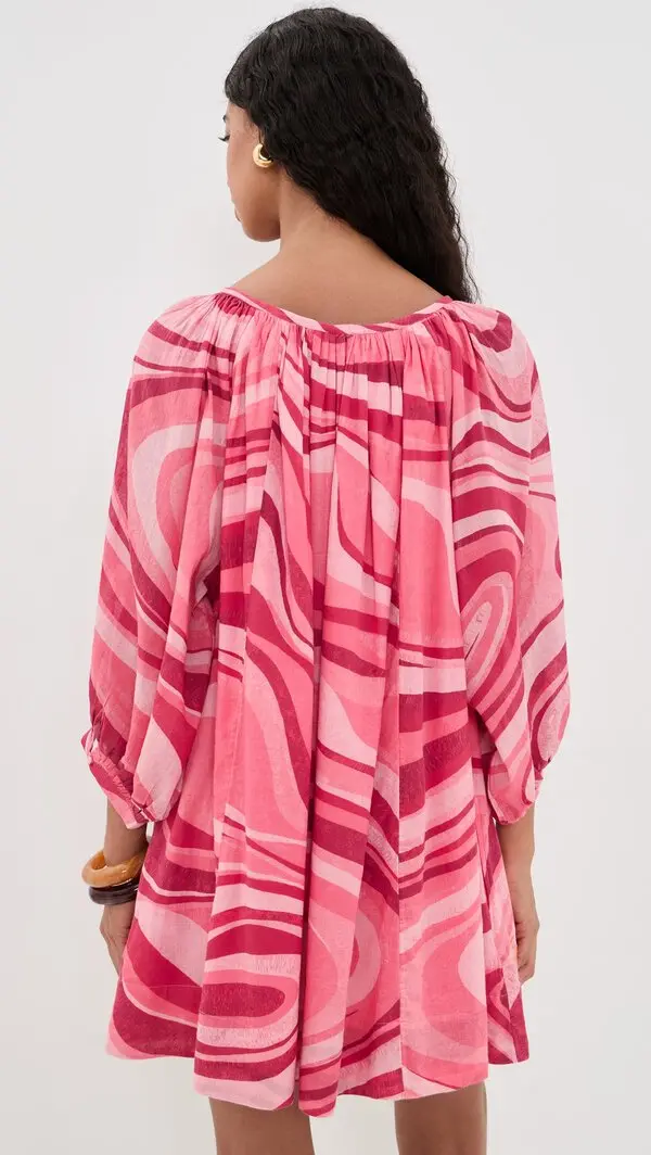 CONIGLIO PALM BEACH Shirred Abstract Print Mini Dress