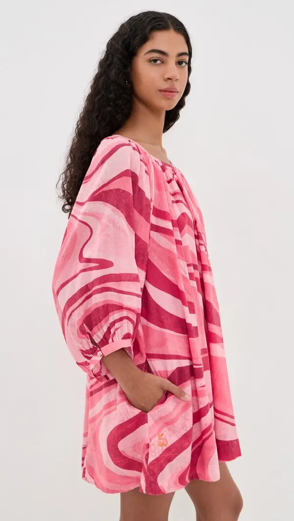 CONIGLIO PALM BEACH Shirred Abstract Print Mini Dress