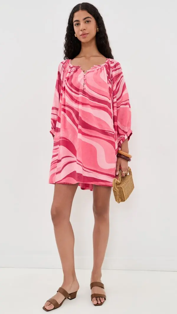 CONIGLIO PALM BEACH Shirred Abstract Print Mini Dress