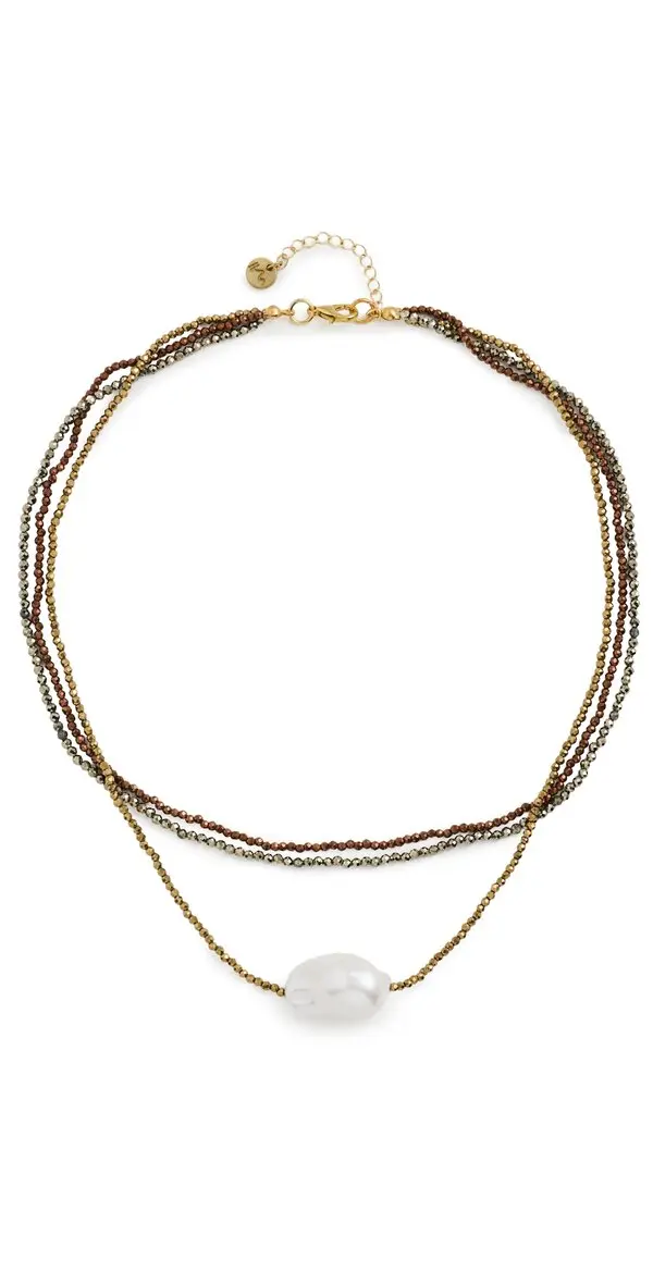 Maison Irem Triple Bronze Pearl Necklace - Brown