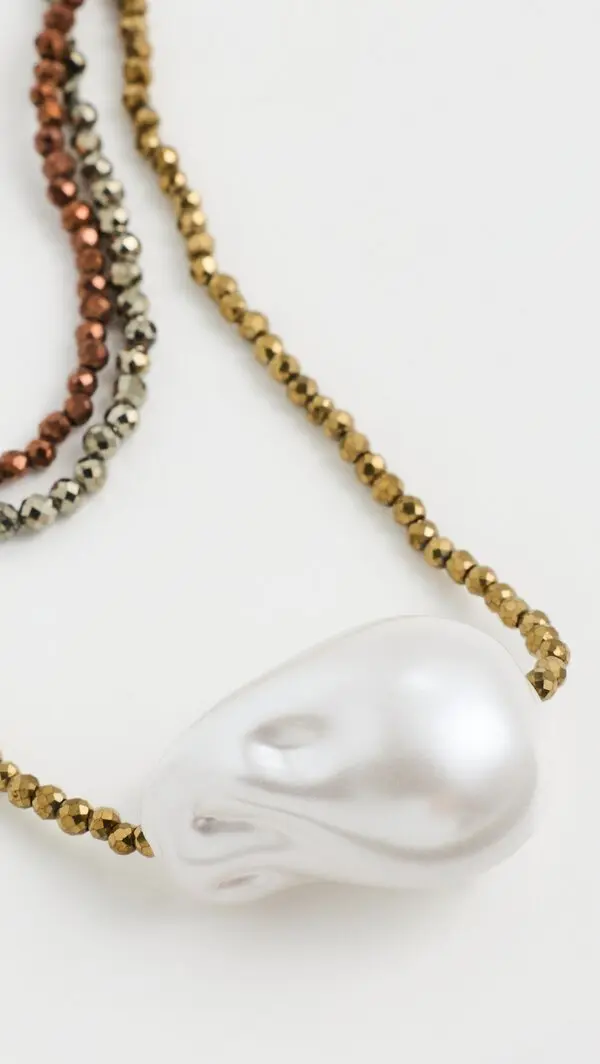 Maison Irem Triple Bronze Pearl Necklace