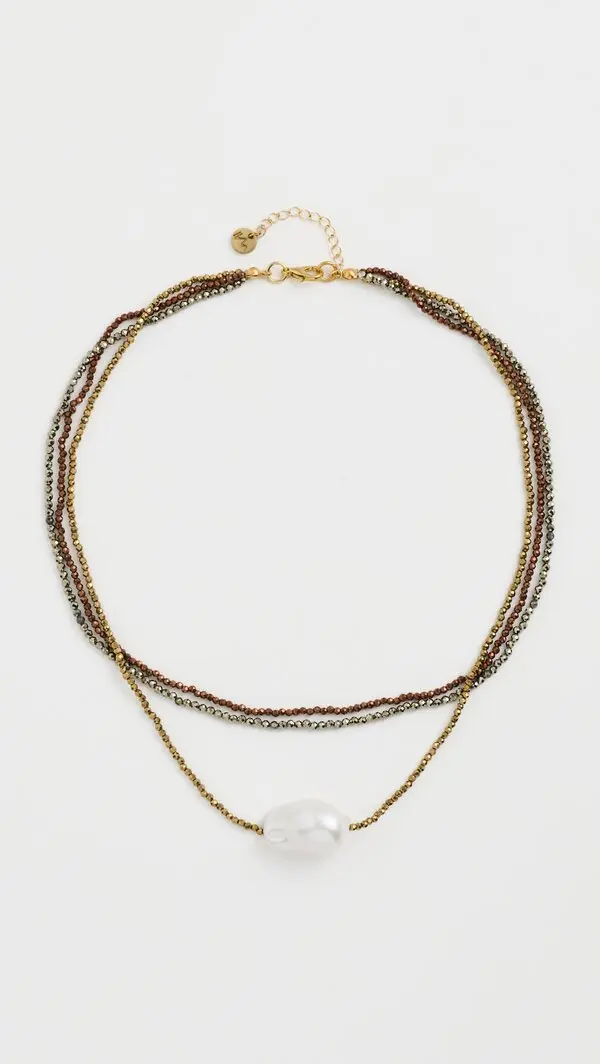 Maison Irem Triple Bronze Pearl Necklace