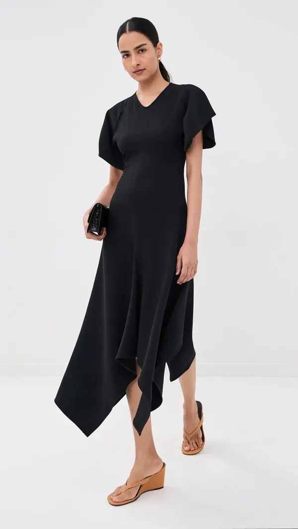 Victoria Beckham V Neck Draped Dress