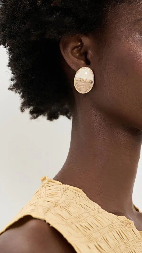 ADINA EDEN Colored Two-tone Stone Oval Stud Earrings