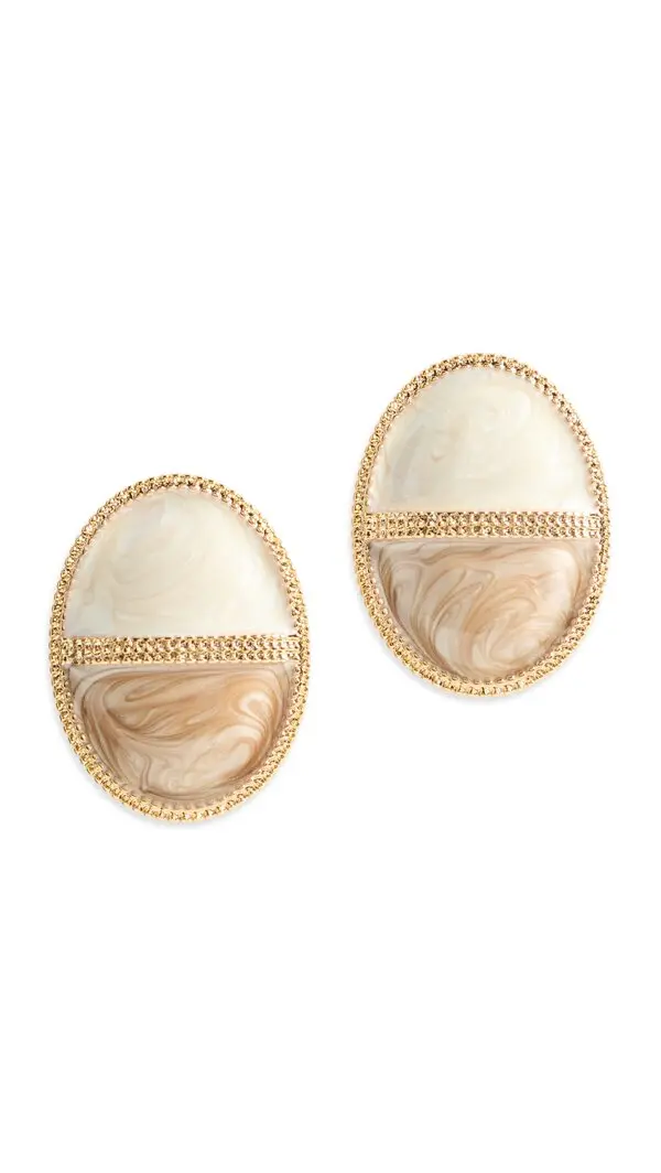 ADINA EDEN Colored Two-tone Stone Oval Stud Earrings