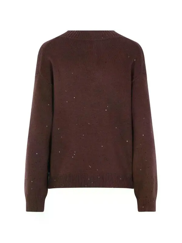 Brunello Cucinelli Sequin-embellished V-neck Sweater - Brown