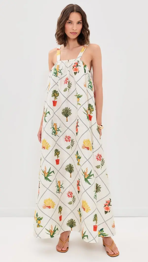 CONIGLIO PALM BEACH Low Back Tie Silk Maxi Dress