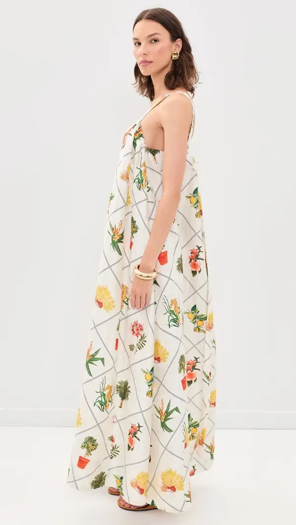 CONIGLIO PALM BEACH Low Back Tie Silk Maxi Dress