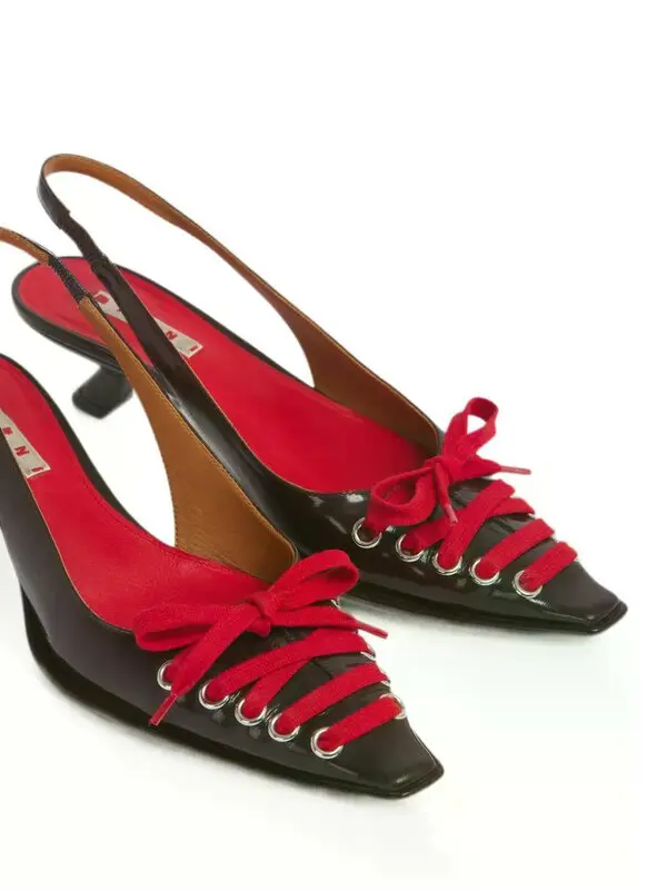 Marni Deep Leather Kat Slingback Pumps - Brown