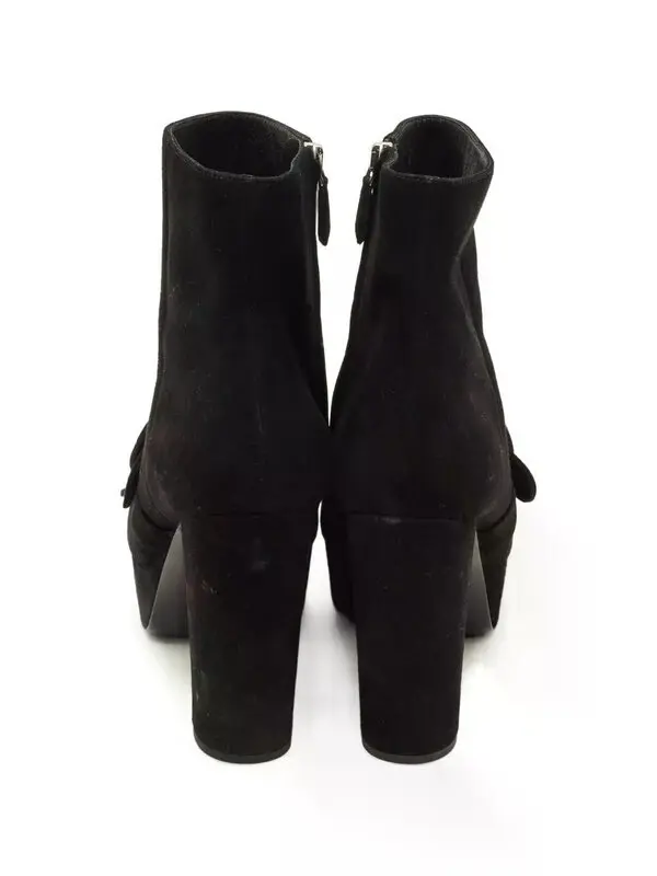 Prada Buckled Fringe Ankle Boots