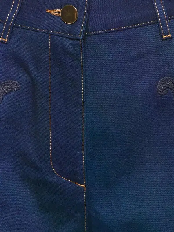 Valentino Garavani Embroidered Wide-leg Jeans - Blue