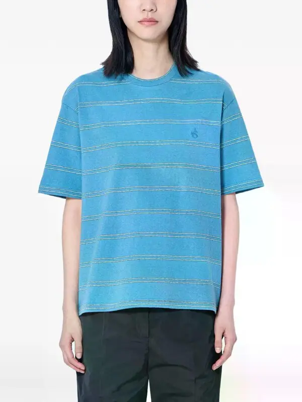 JIL SANDER Striped Logo Embroidered T-shirt