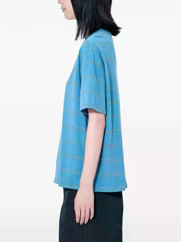 JIL SANDER Striped Logo Embroidered T-shirt