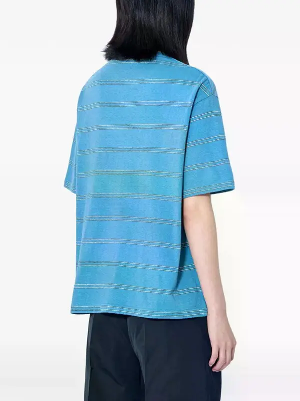 JIL SANDER Striped Logo Embroidered T-shirt