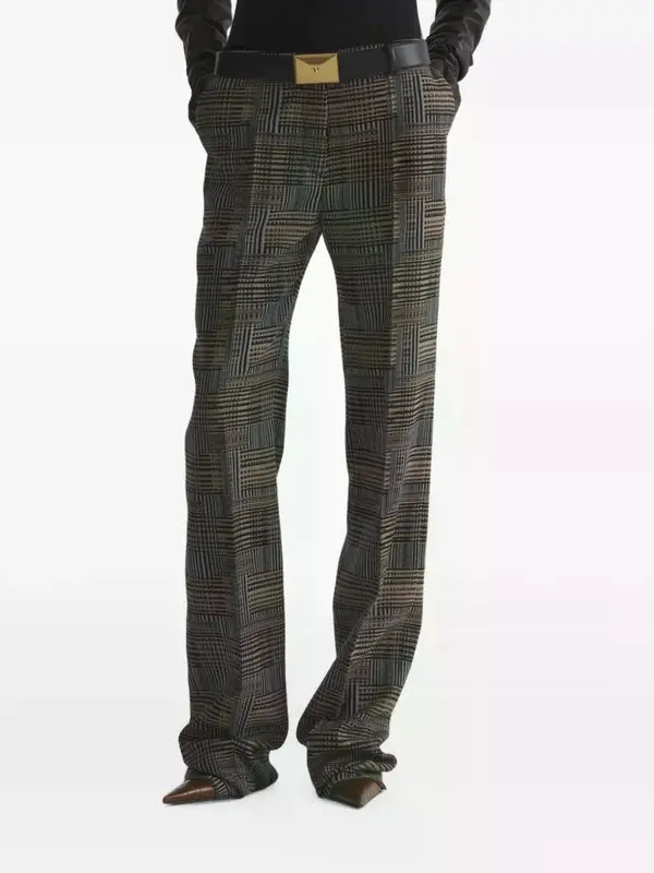 MUGLER Plaid Straight Leg Trousers