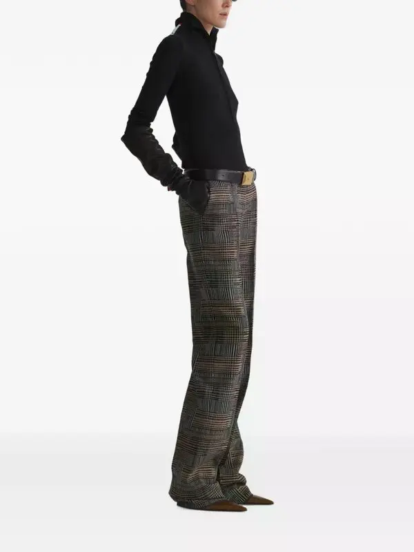 MUGLER Plaid Straight Leg Trousers