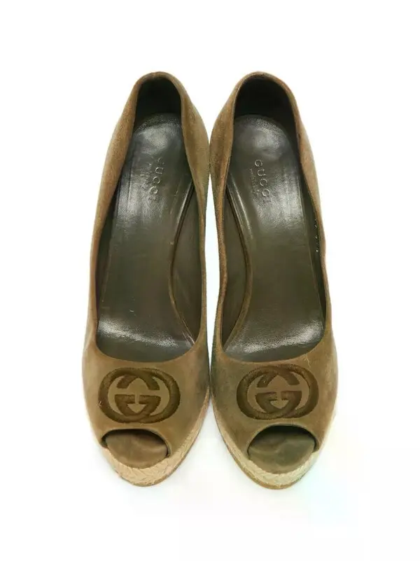 Gucci Interlocking G Peep-toe Wedge Pumps