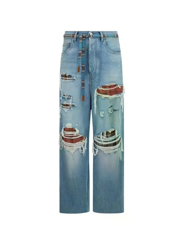Amiri Flannel Repair Baggy Jeans