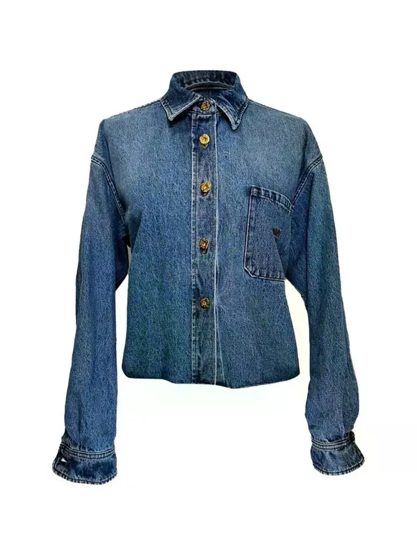 Miu Miu Washed Denim Cropped Shirt