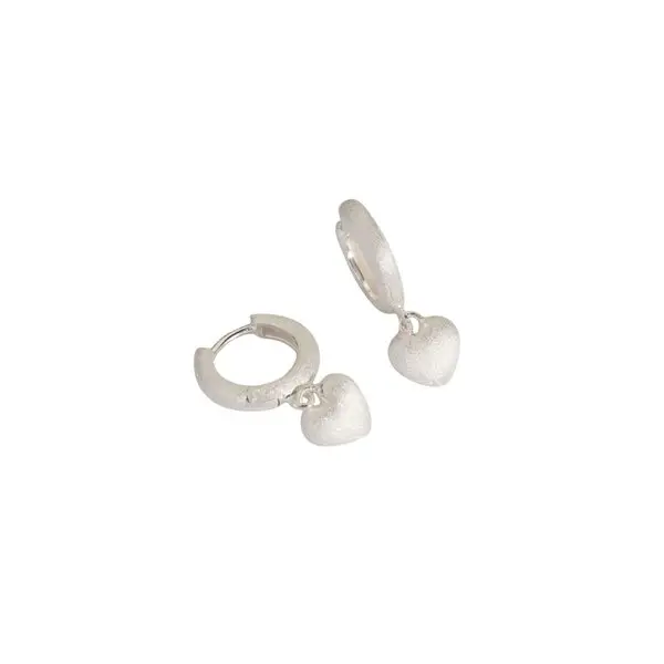 CLAIRE HILL DESIGNS Brushed Heart Huggie Hoops