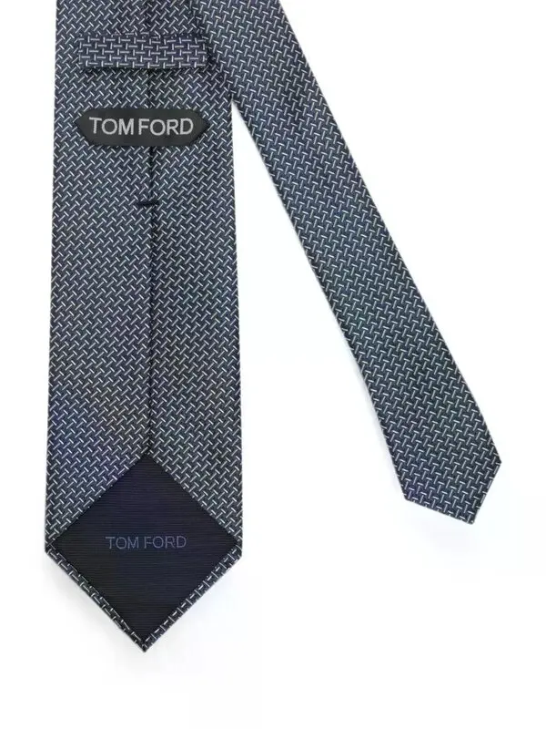 TOM FORD Geometric Pattern Silk Tie - Blue