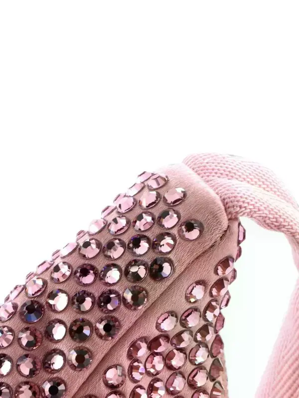 Prada Re-edition 2000 Crystal Embellished Satin Mini Hobo Bag - Pink