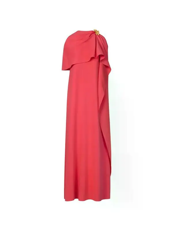 Oscar De La Renta Hibiscus Brooch Georgette Caftan