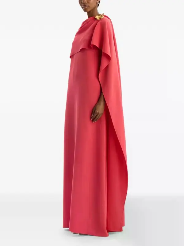 Oscar De La Renta Hibiscus Brooch Georgette Caftan